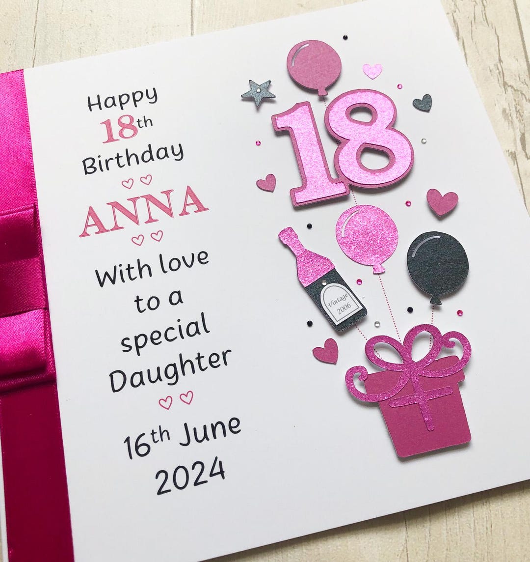 Personalised 18th Birthday Card for Women Girls Daughter. Customised ...