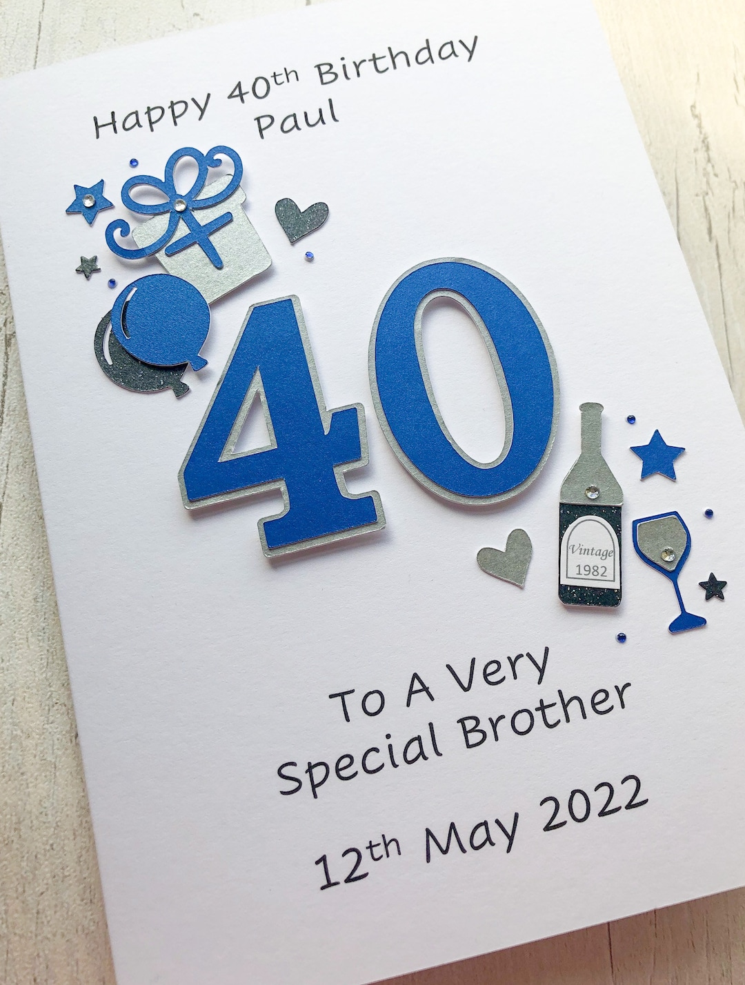Personalised 40th Birthday Card for Men Son Husband Custom Words. Any ...