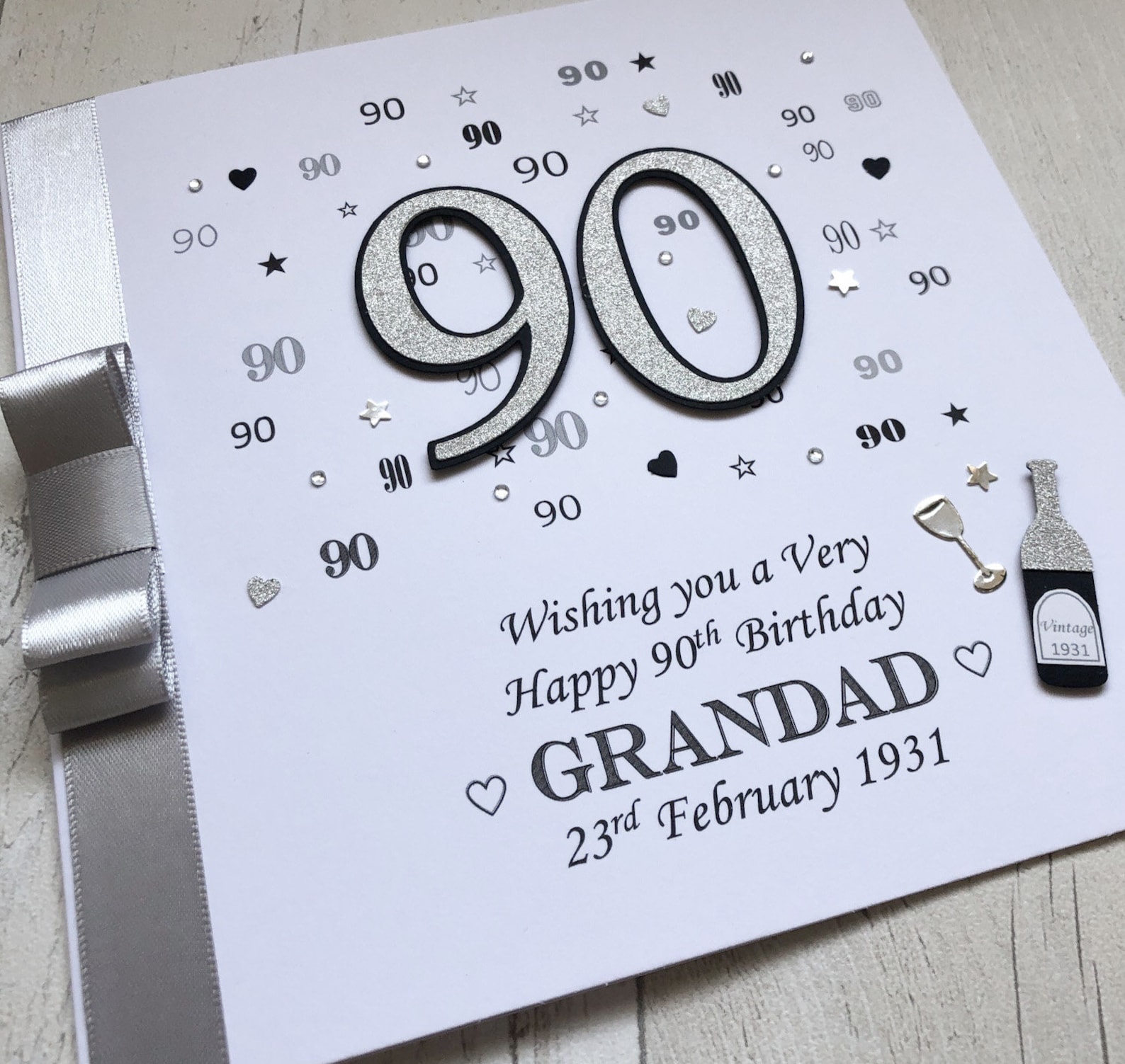 Personalised 90th Birthday Card for Men Husband Dad Grandad. Customised ...