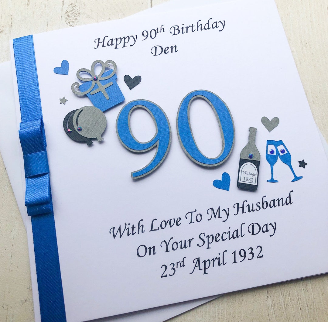Personalised 90th Birthday Card for Men Husband Dad Grandad. Customised ...