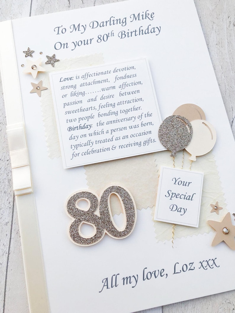 80th Birthday Card Personalised Handmade | Husband Dad Grandad | Custom ...