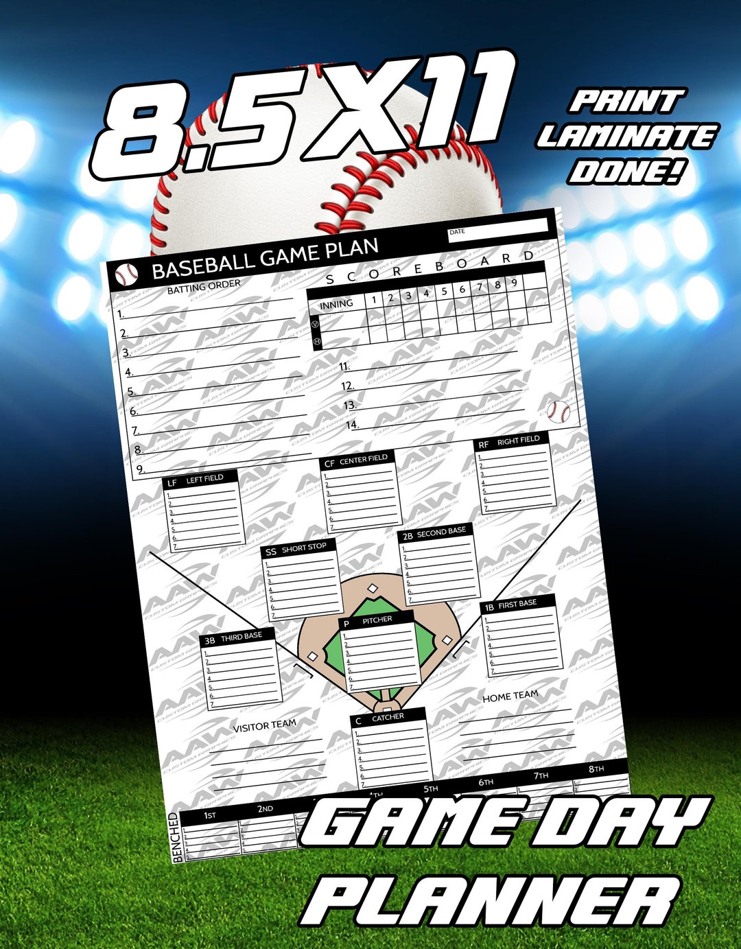 Baseball Gameday Planner Roster Plan Team Lineup Baseball Printable ...