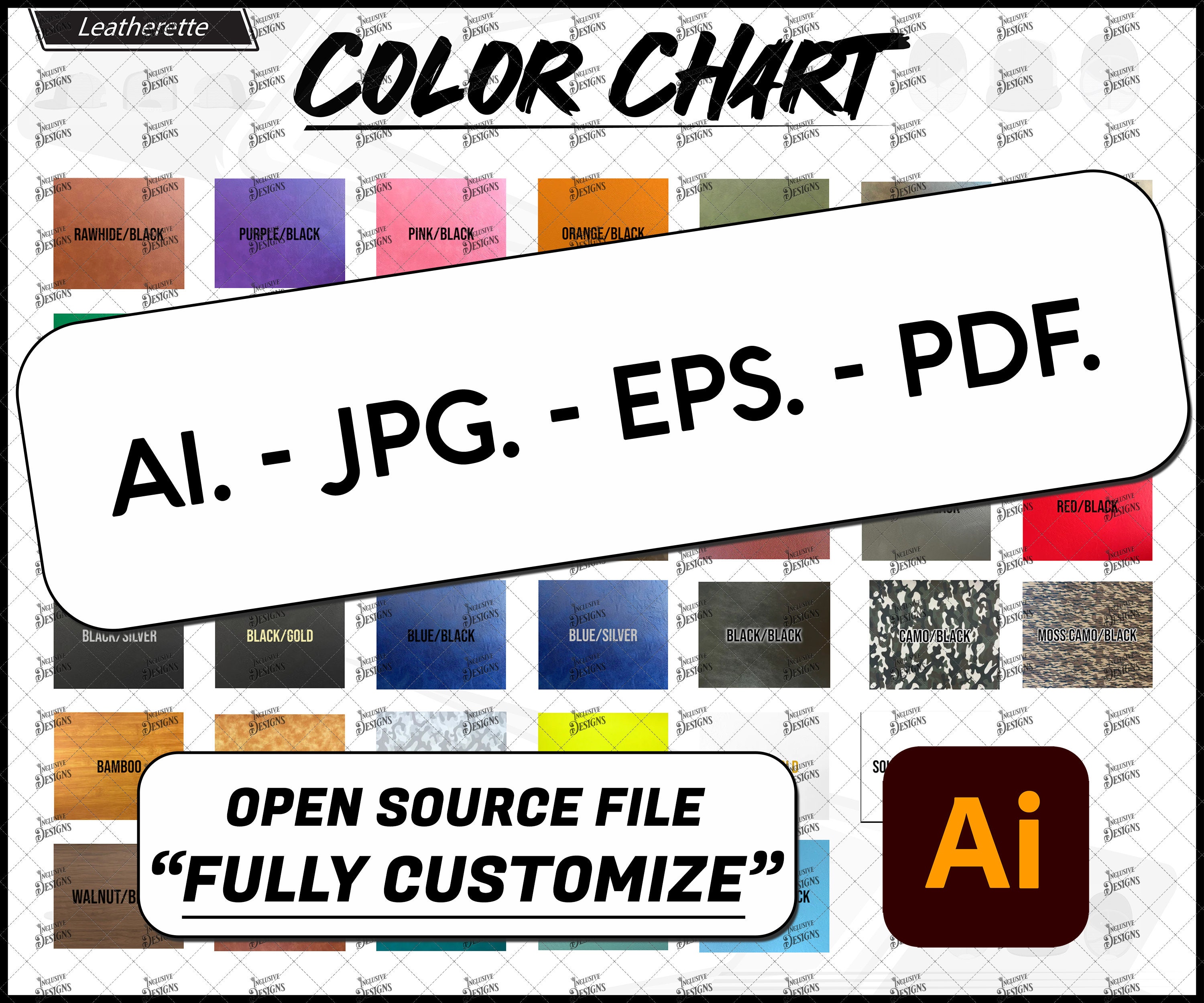 Fully-editable Leatherette Color Chart • Leather Color Chart ...