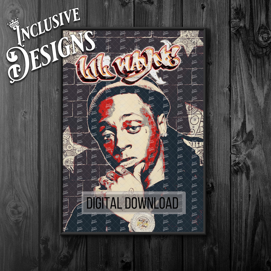 Digital Lil Wayne Artwork Poster, Hip Hop, Rap, Digital Print, Tshirt ...