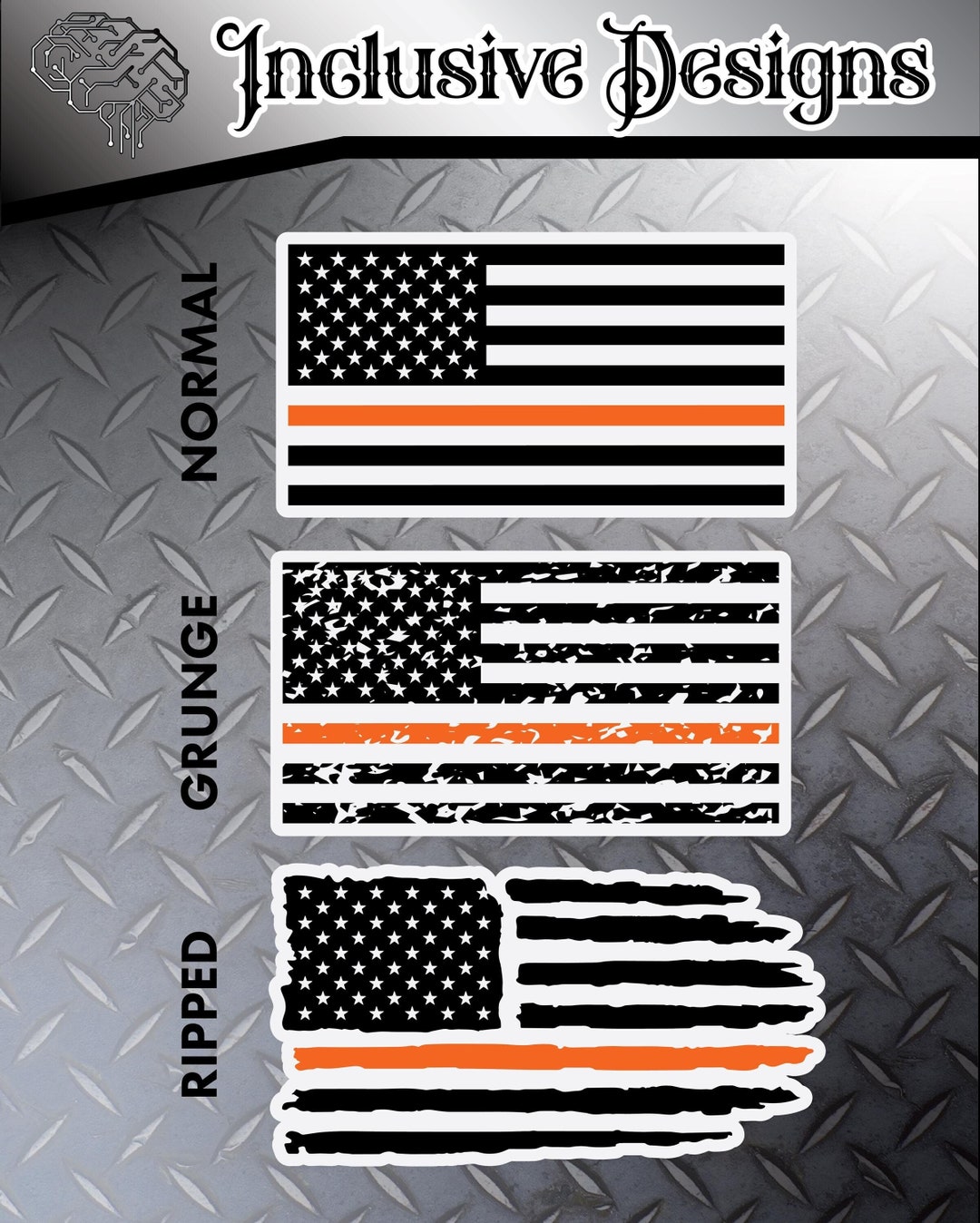 Orange Stripe American Flag Decal Sticker Vinyl, Patriot, USA, American ...