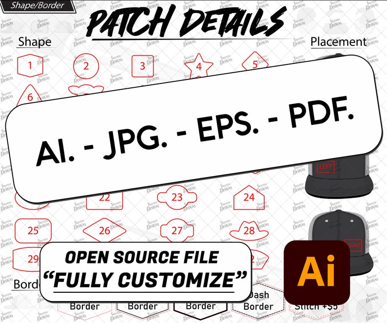 Fully-editable Patch Shape, Border, and Placement Mockup, Chart ...