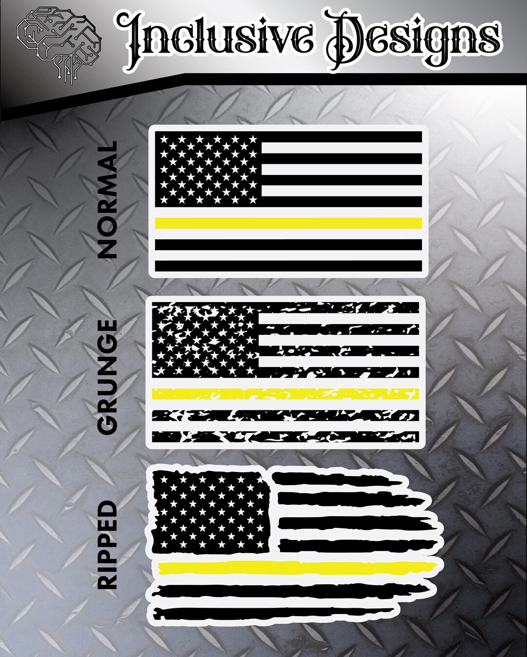 Yellow Stripe American Flag Decal Sticker Vinyl, Patriot, USA, American ...