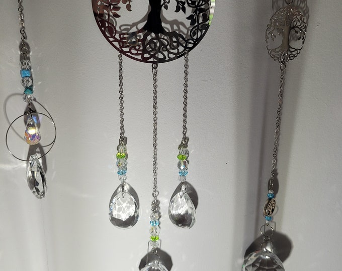 Chrystal Suncatcher. Tree of Life Rainbow Prism Suncatcher With 3 ...