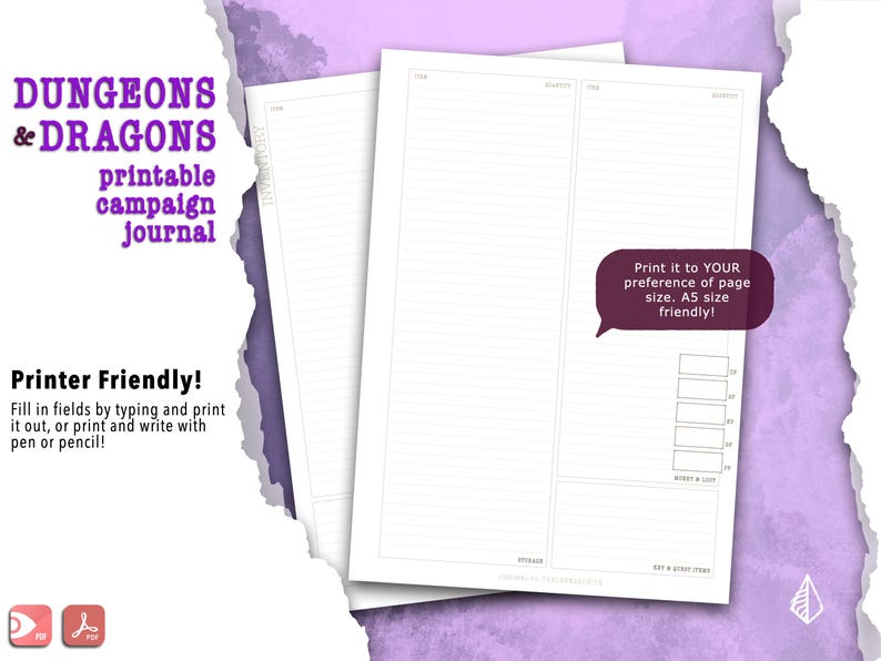 Digital Journal for D&D 5e | Fillable and Printable Dnd Campaign ...