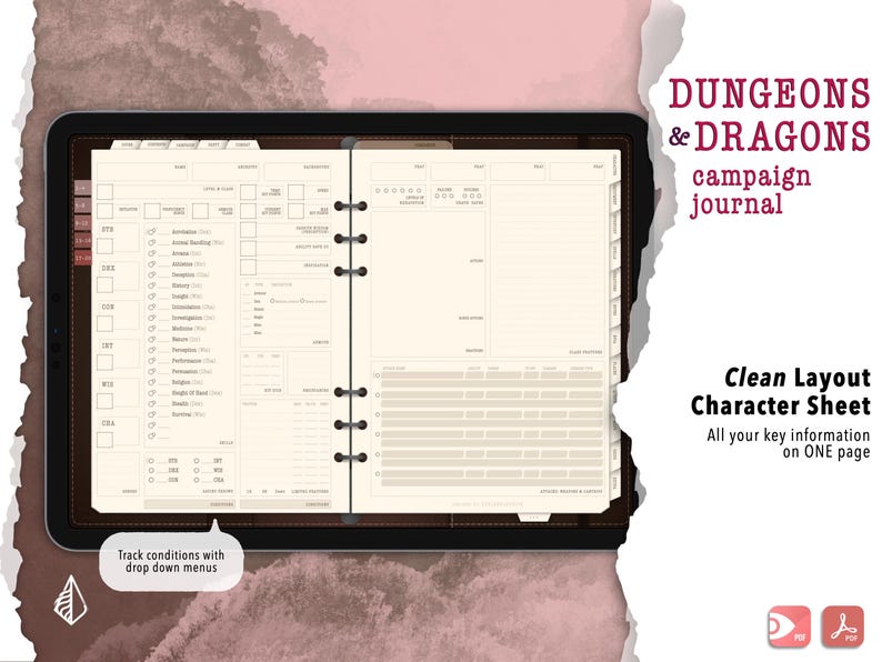 D&D 5e Digital Campaign Journal | Fillable and Hyperlinked Dungeons and ...