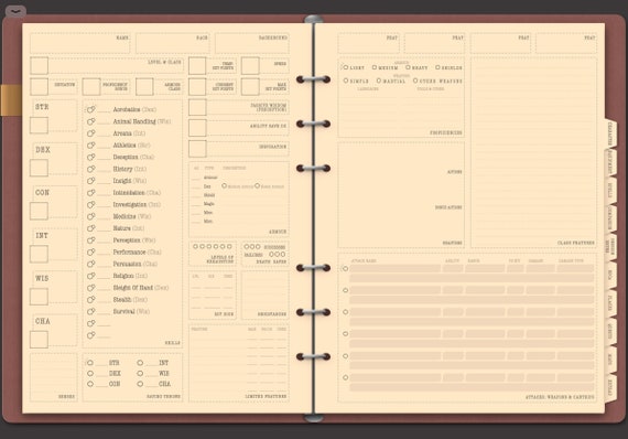 Digital Dnd Hyperlinked Character Sheet Notebook - Etsy Australia