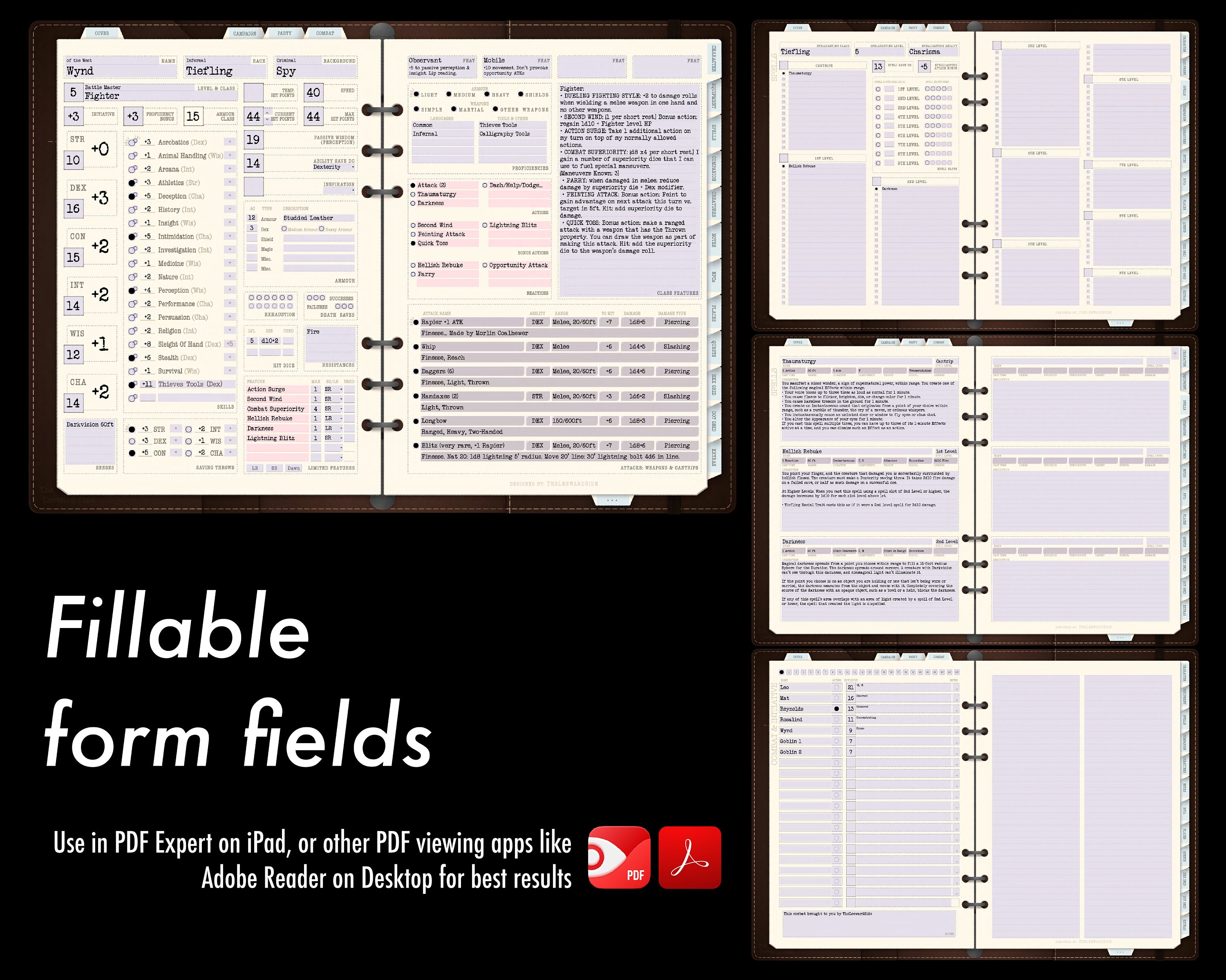 Digital D&D Character Sheet Hyperlinked Notebook With Fillable Fields ...