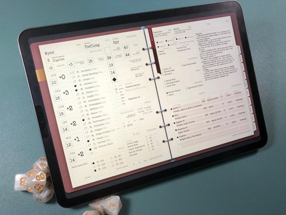 Digital D&D Fillable Character Sheet and Hyperlinked Notebook - Etsy Canada