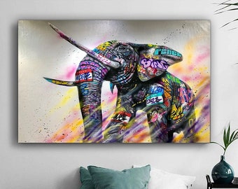 Elephant Graffiti Wall Art - Etsy