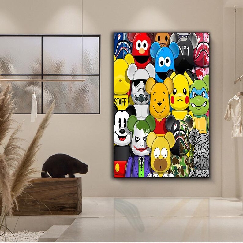 Pop Art Cartoon Characters Canvas Wall Art Cute Characters - Etsy
