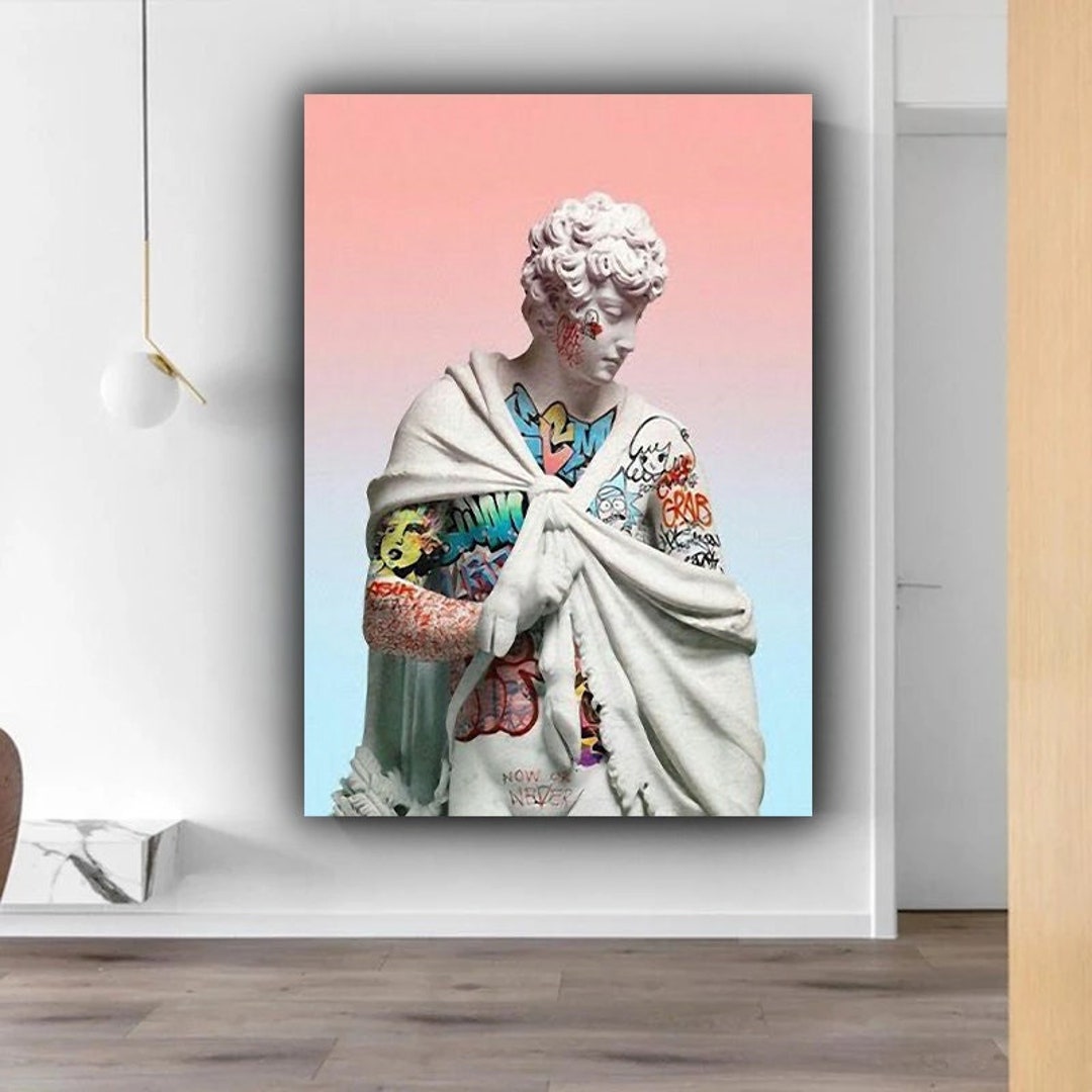 Pop Art Sculpture Canvas Wall Art , Graffiti Sculpture Wall Decor , Modern Home Decor ,fleece ...