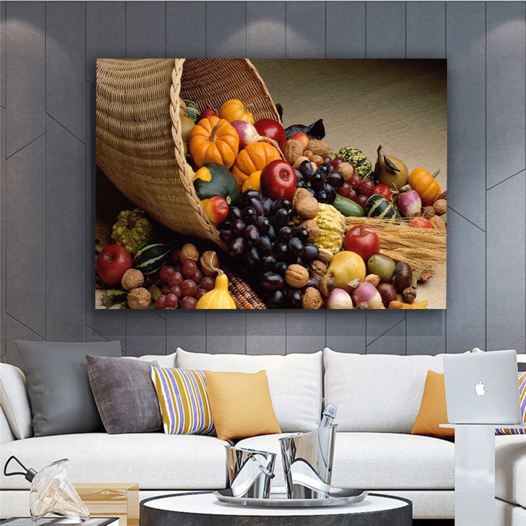 Fruit and Vegetable Basket Canvas Print Artgrapes in Basket - Etsy
