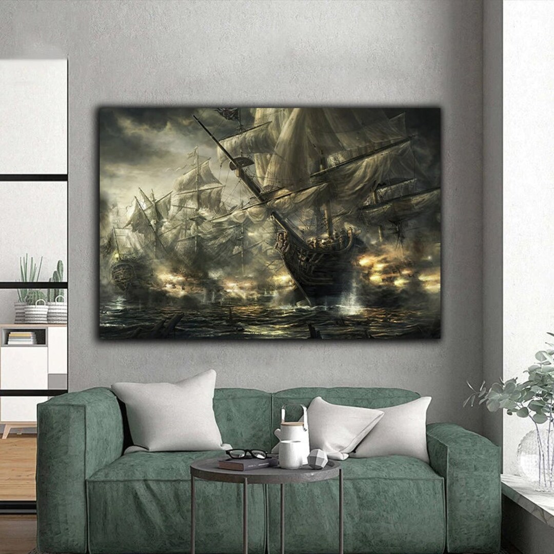 Pirate Ships Canvas Print , Sailing Ship Canvas Painting , Warships ...