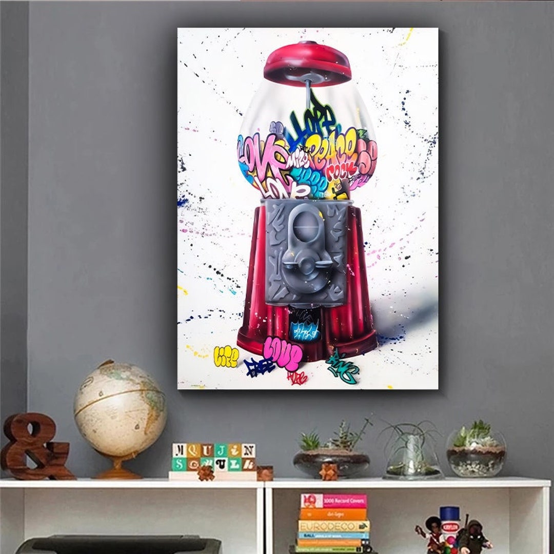 Pop Art Gift Box Canvas Wall Art , Graffiti Box Canvas Painting, Pop ...