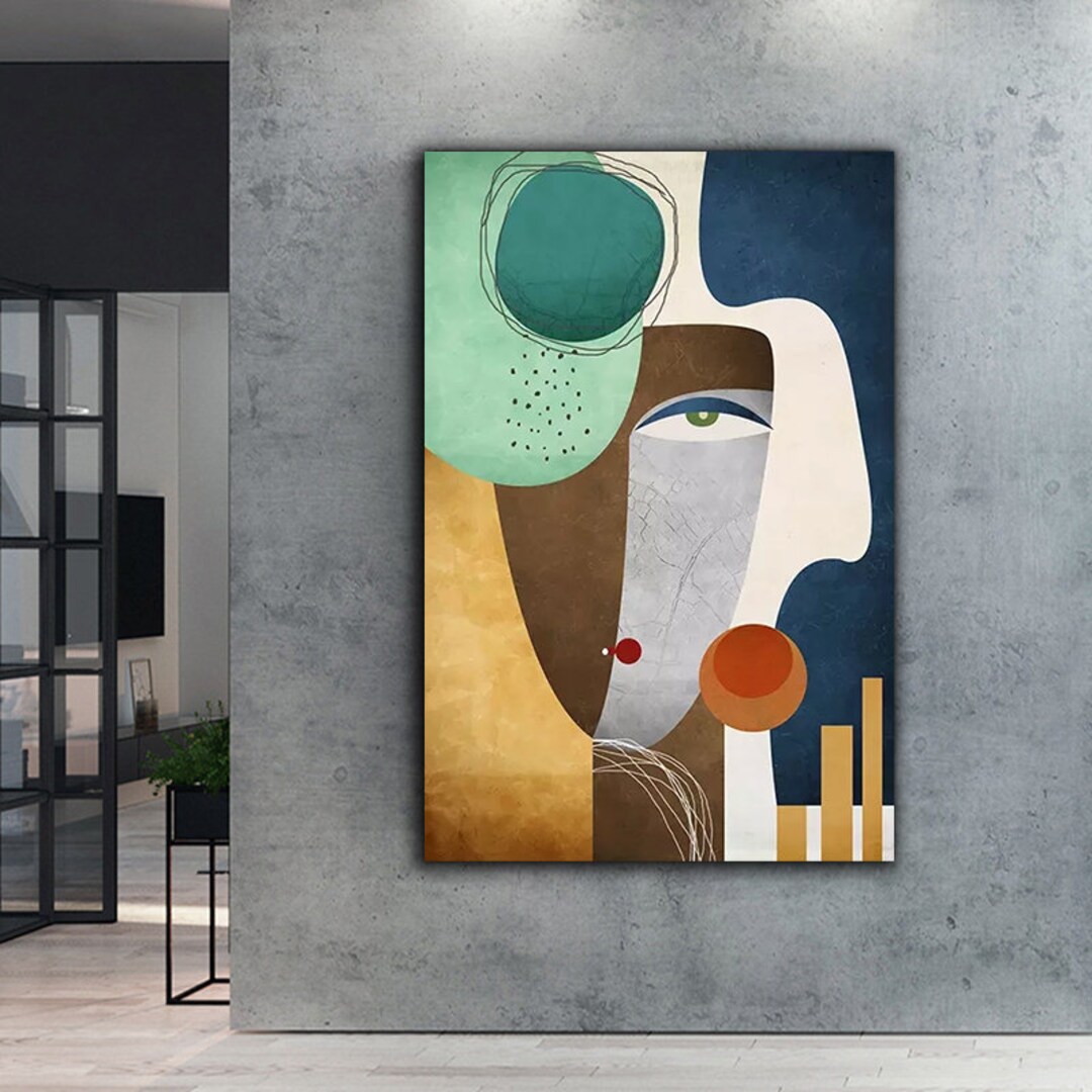 Abstract Geometric Face Canvas Wall Art ,scandinavian Style Canvas ...