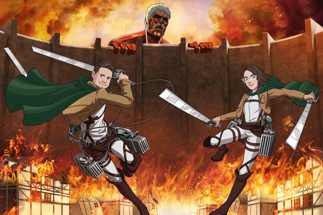 Custom Couple Anime AOT Portrait From Photo, Personalized Family AOT ...