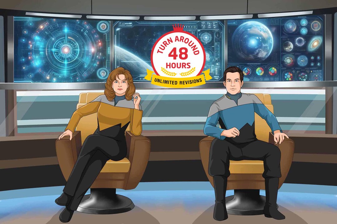 Custom Family Sci-fi Inspired Print, Personalized Couple Voyager ...