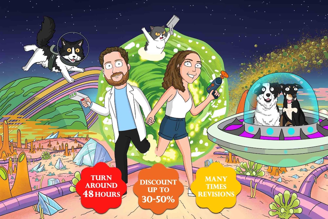 Custom Morty Cartoon Portrait, Personalised R&M Portrait From Photo ...