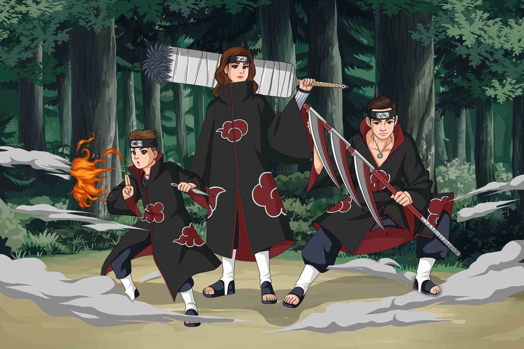 Custom Couple Ninja Anime Illustration, Personalized Family Ninja Anime ...