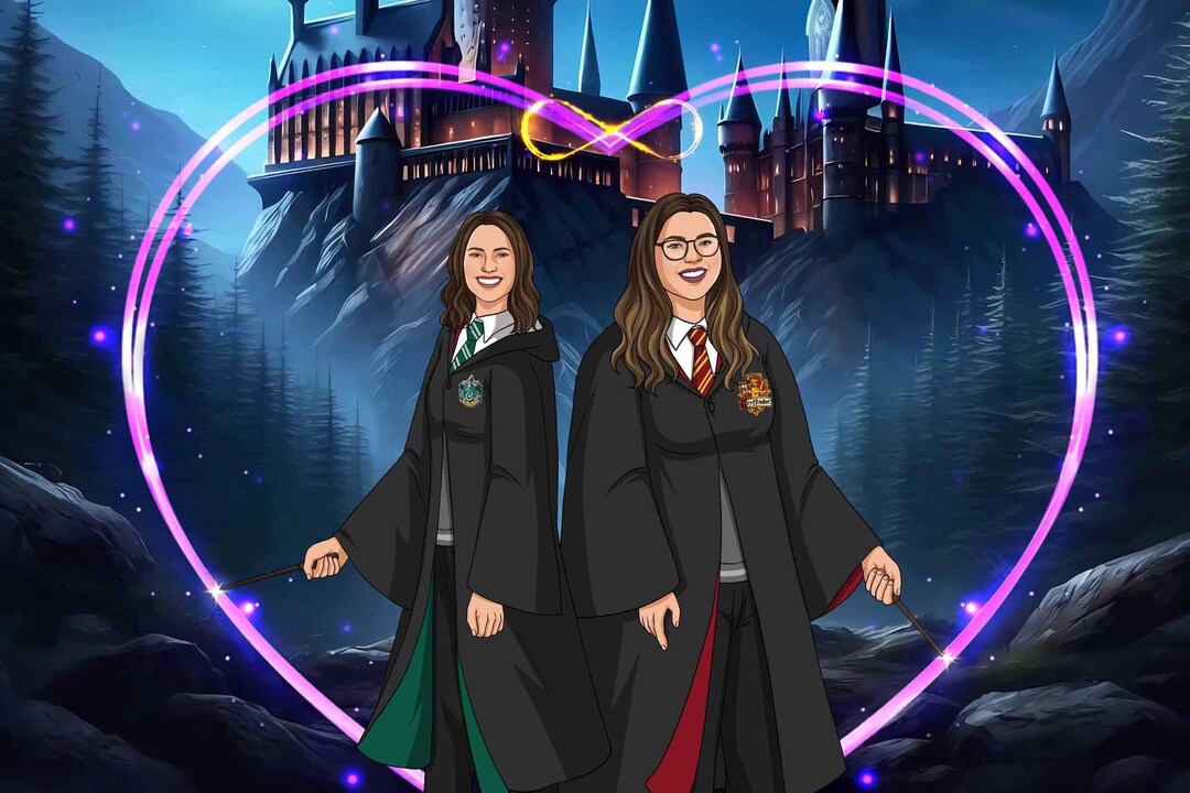 Personalized Wizard School Portrait From Photo, Christmas Portrait Gift ...
