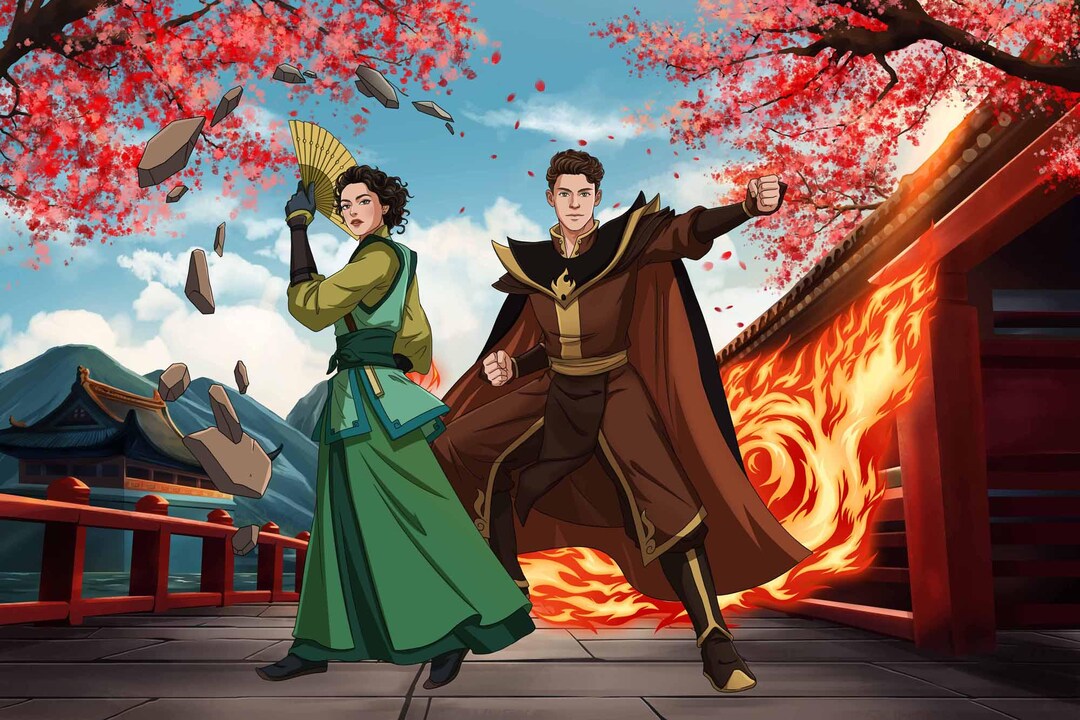 Custom Elemental Couple Portrait | Personalized Element Family ...