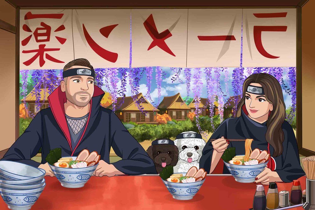 Personalized Couple Anime Ninja Style, Custom Family Ninja Anime ...