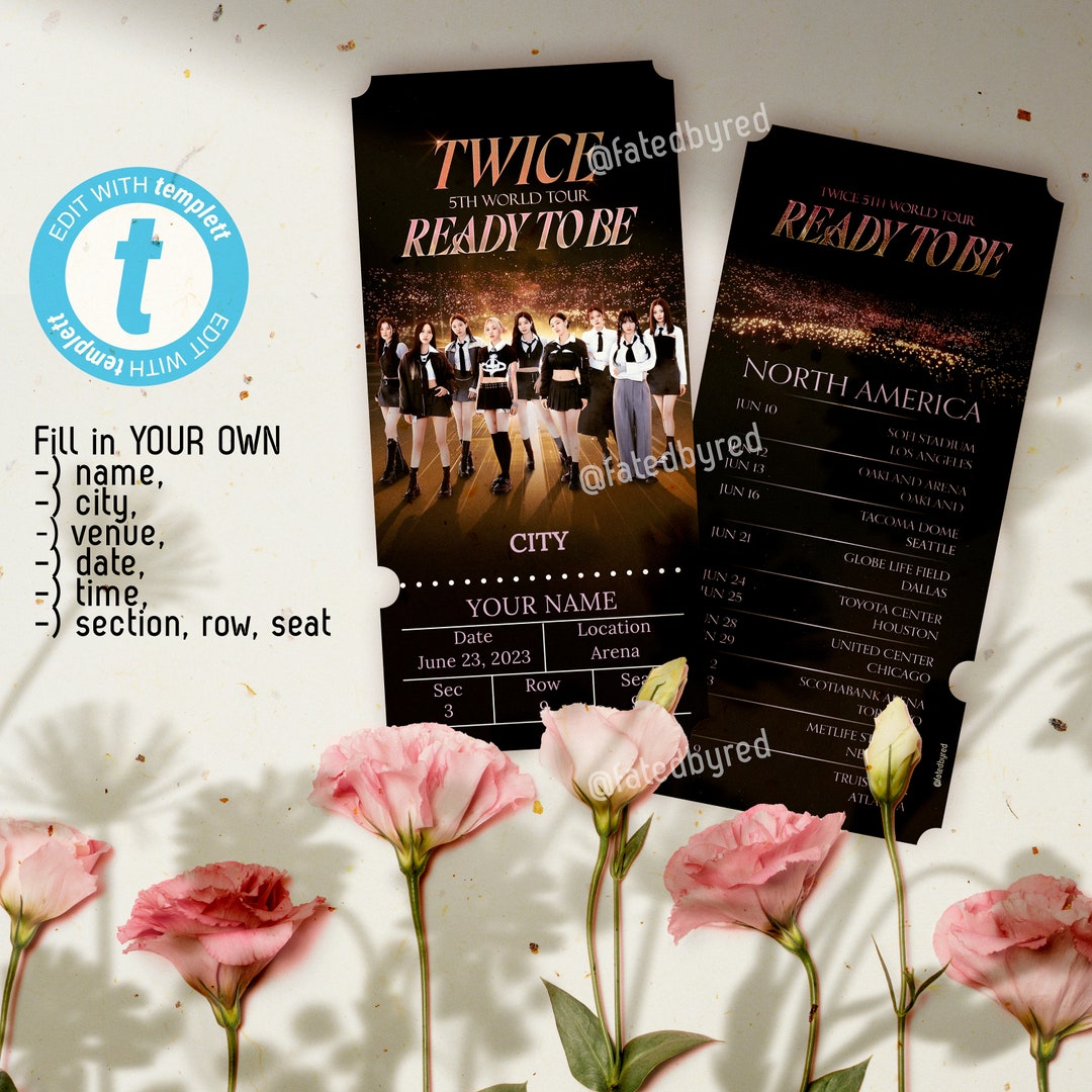 TWICE Digital TICKET Ready to Be TOUR Custom Editable Printable Print ...
