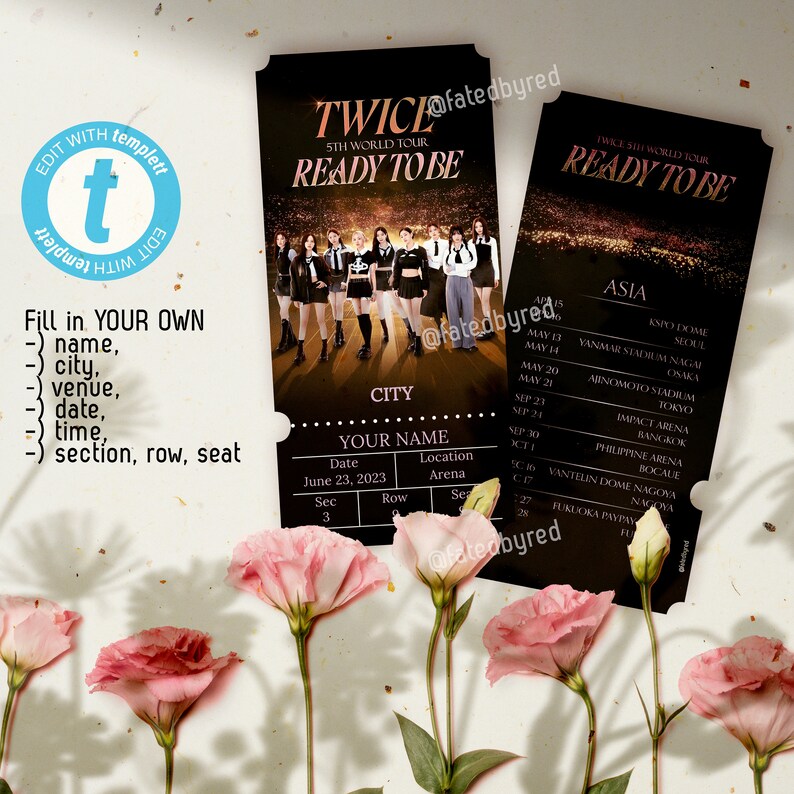 TWICE Digital TICKET Ready to Be TOUR Custom Editable Printable Print ...