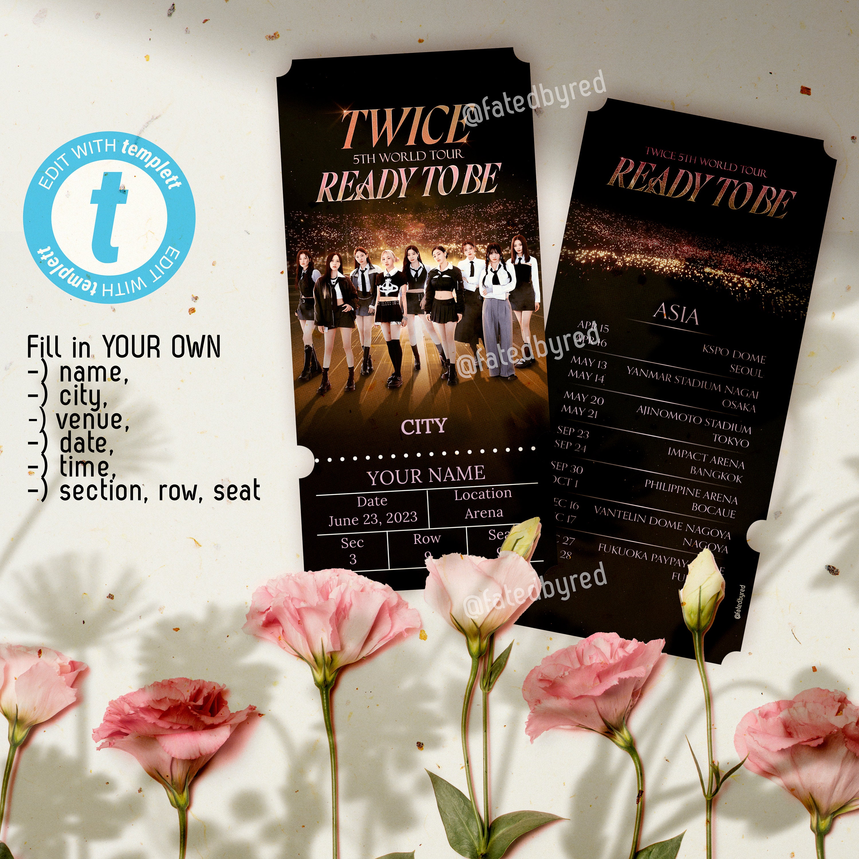 TWICE Digital TICKET Ready to Be TOUR Custom Editable Printable Print ...
