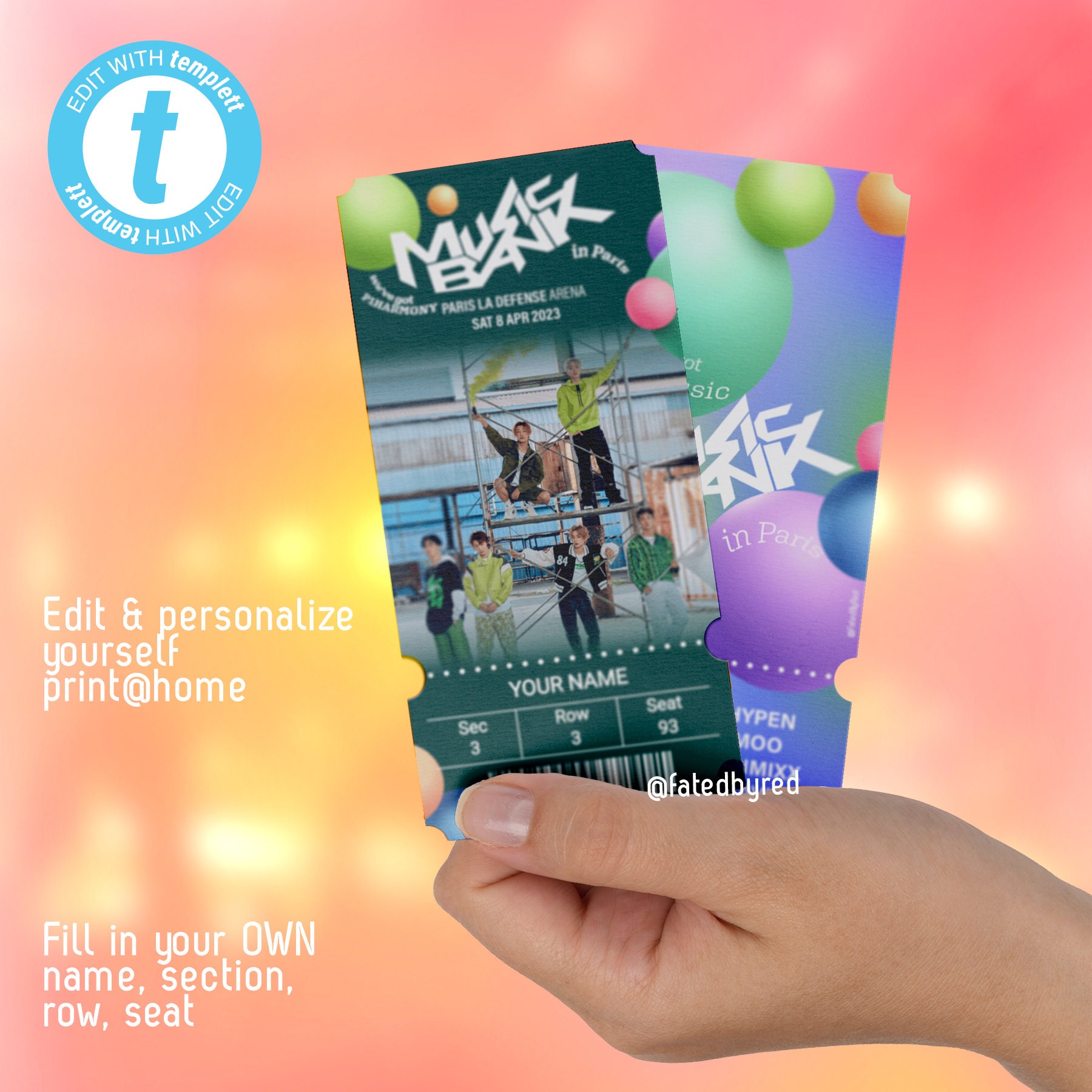 SKZ Digital TICKET MUSICBANK Enhypen Mamamoo P1harmony the Boyz Custom ...