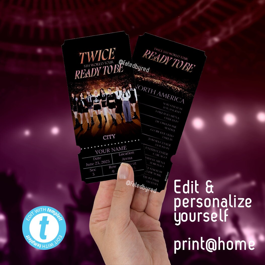 TWICE Digital TICKET Ready to Be TOUR Custom Editable Printable Print ...