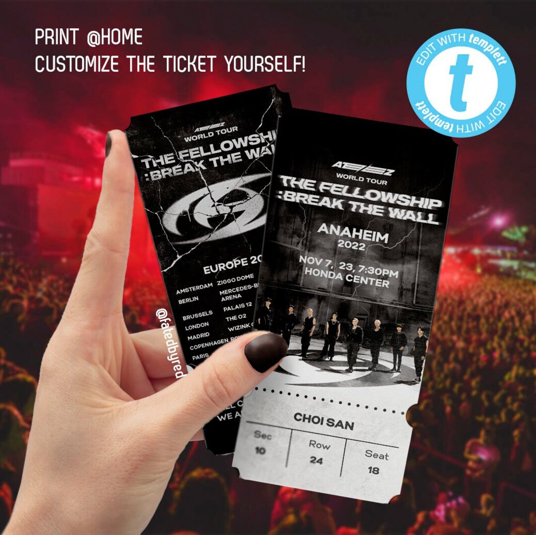 ATEEZ Digital Break the Wall TOUR Editable Printable Print at Home ...