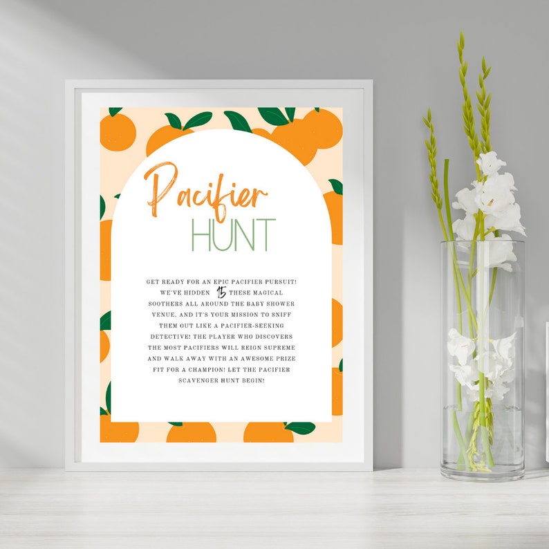 Cutie Baby Shower Game Bundle, Citrus Baby Shower Games, Orange Baby ...