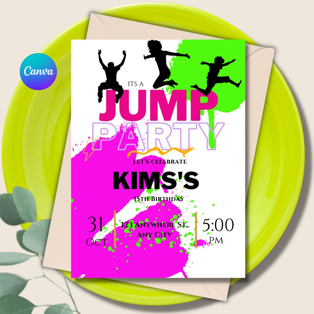 Editable Jump Birthday Party Invitation Jump Template for - Etsy Australia