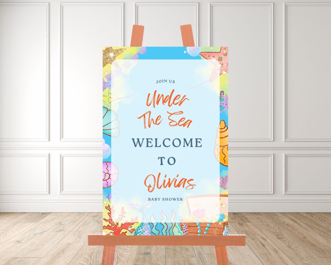 Under the Sea Baby Shower Welcome Sign, Ocean & Sea Baby Shower Welcome ...
