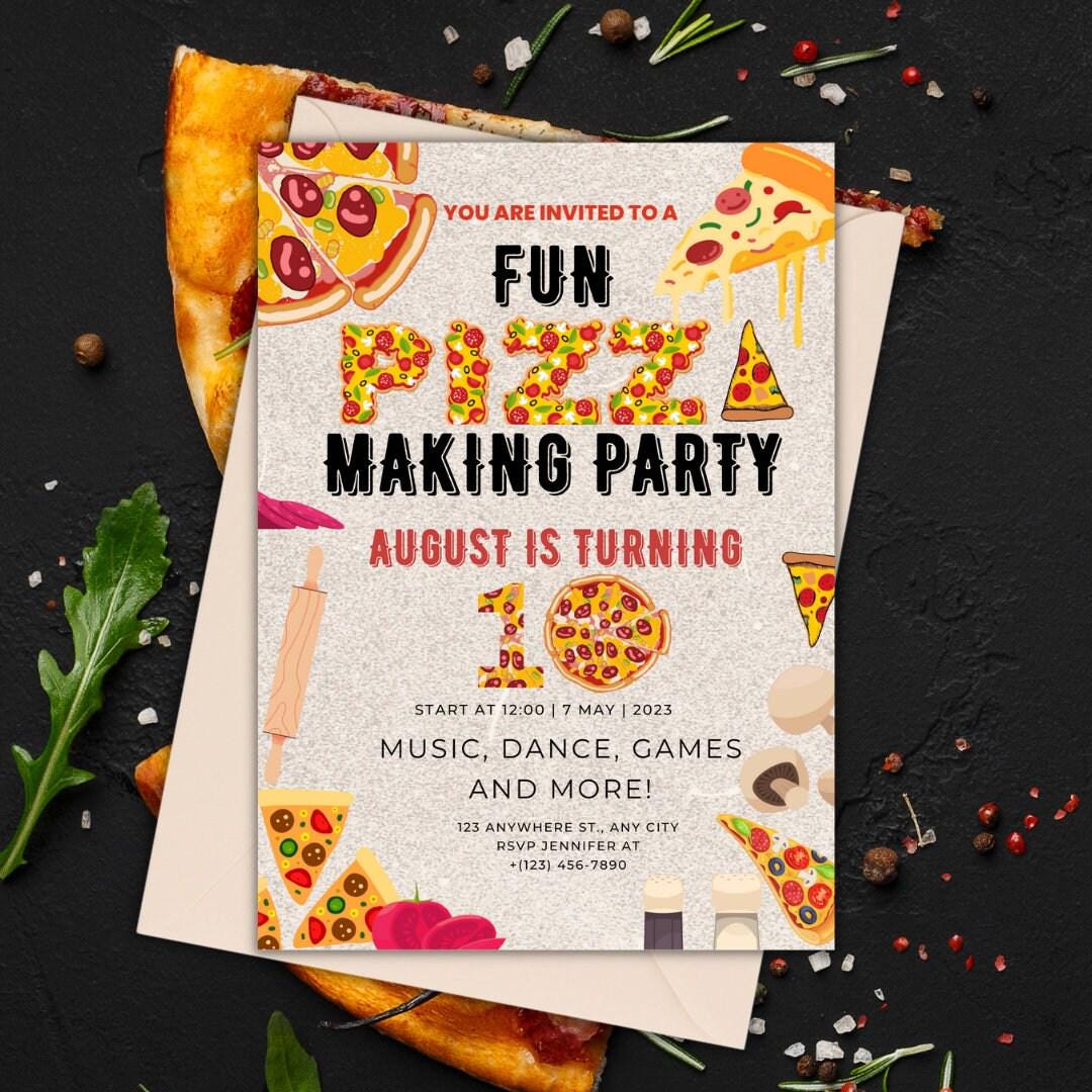 Pizza Making Party Invitation, Pizza Birthday Party, Invitation ...