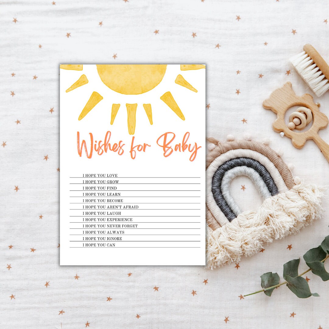 Son Baby Shower Game, Wishes for Baby Boho Here Comes the Son Baby ...