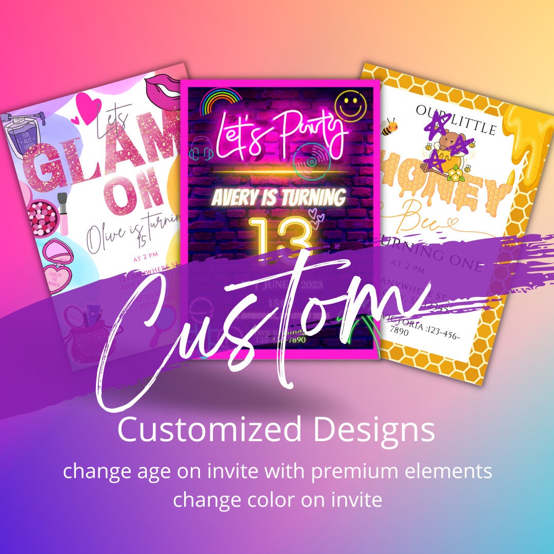 Custom Birthday Invitations Digital Birthday Invitations Party Custom Birthday Invitations Digital Birthday Invitations Party