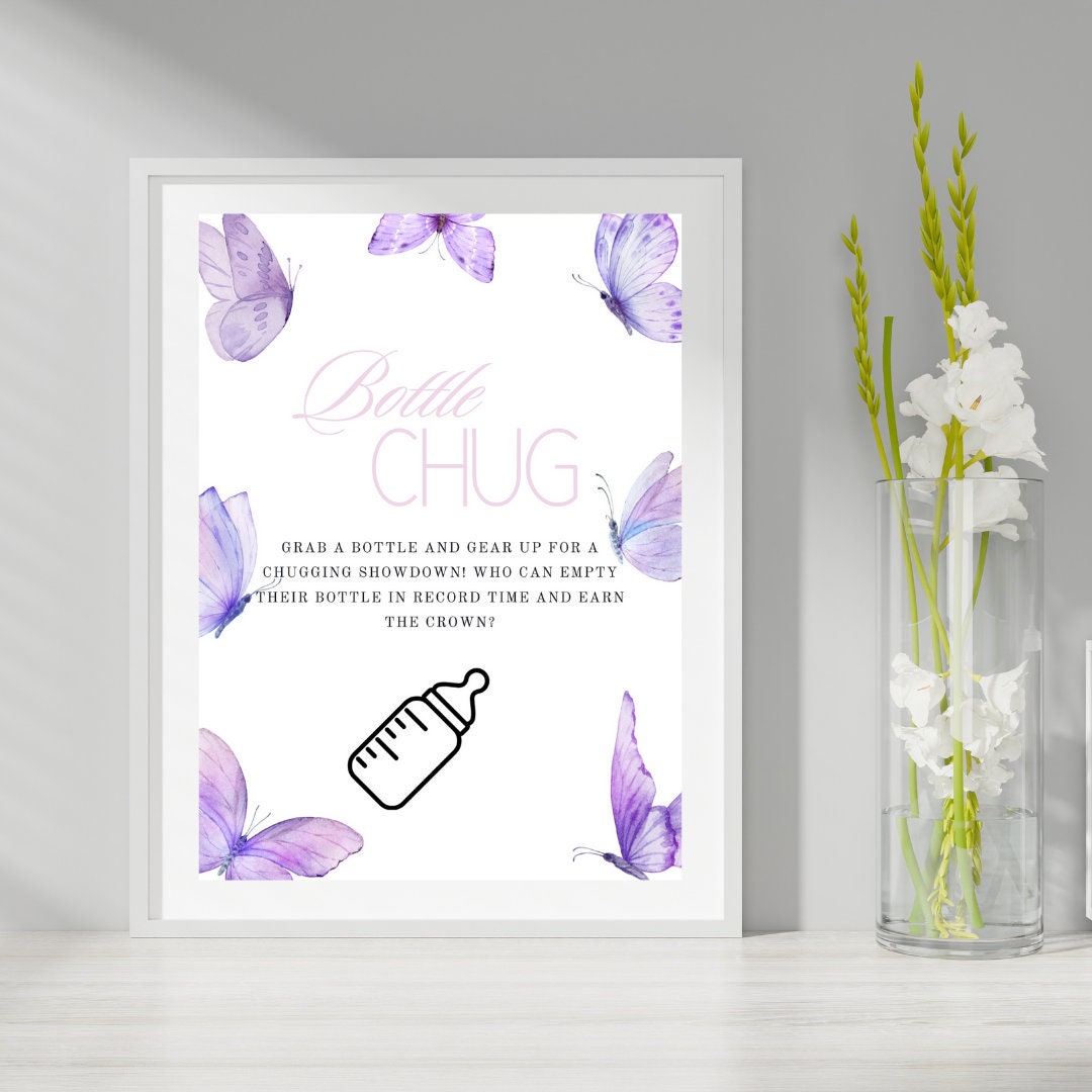 Editable Purple Butterfly Baby Shower Game Bundle, Girl Baby Shower ...