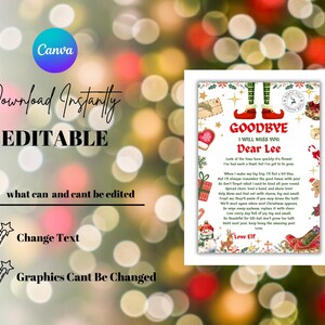 Elf Goodbye Letter Editable Template, Christmas Editable Elf Letter ...