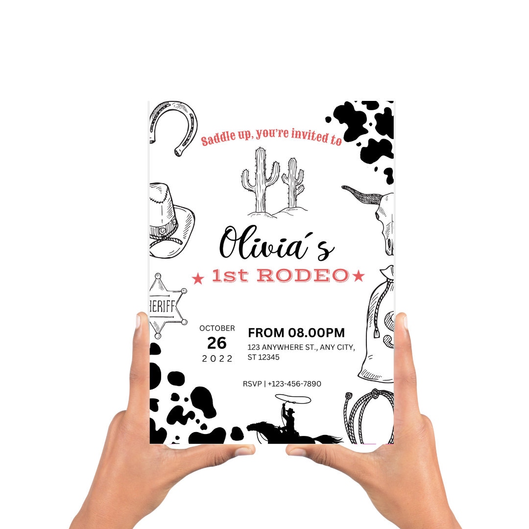 Plantilla de invitación de cumpleaños para el primer rodeo / - Etsy España