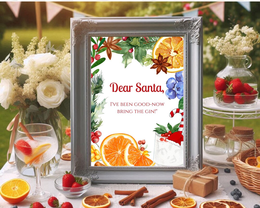 Christmas Gin Bar Sign, Christmas Party Drinks Printable Sign, Fun ...