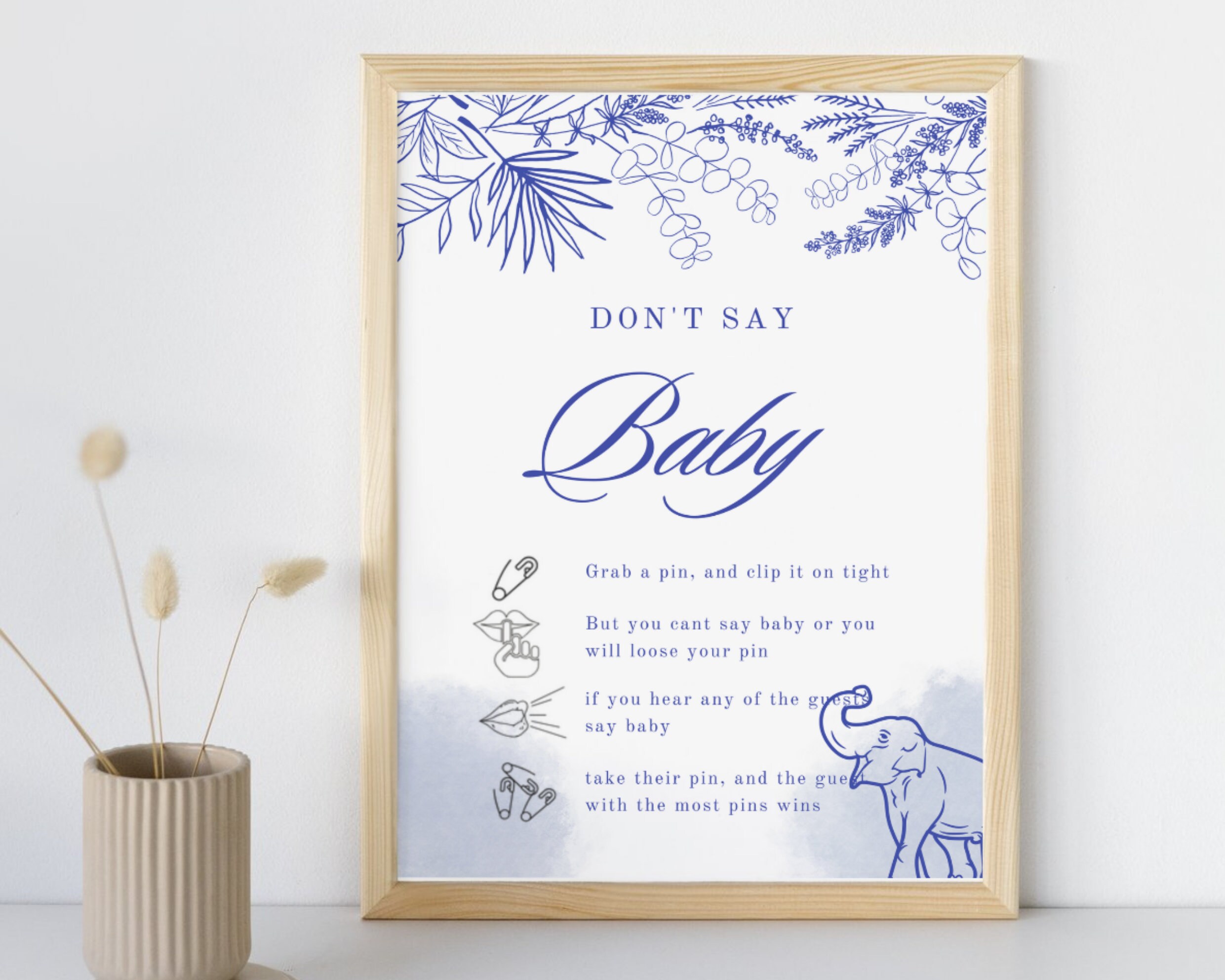 10 Blue Vintage Sign Bundle Blue Baby Shower Sign, Chinoiserie Blue ...
