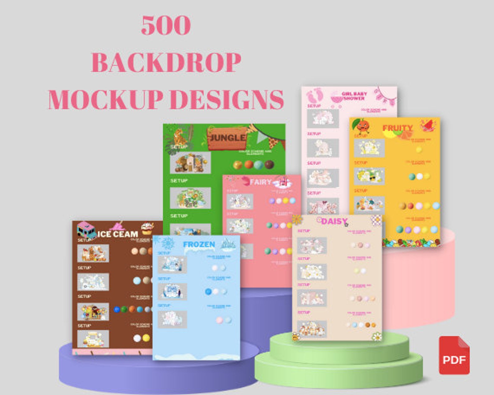 500 Birthday Backdrop Design Inspiration PDF, Printable Party Backdrop ...