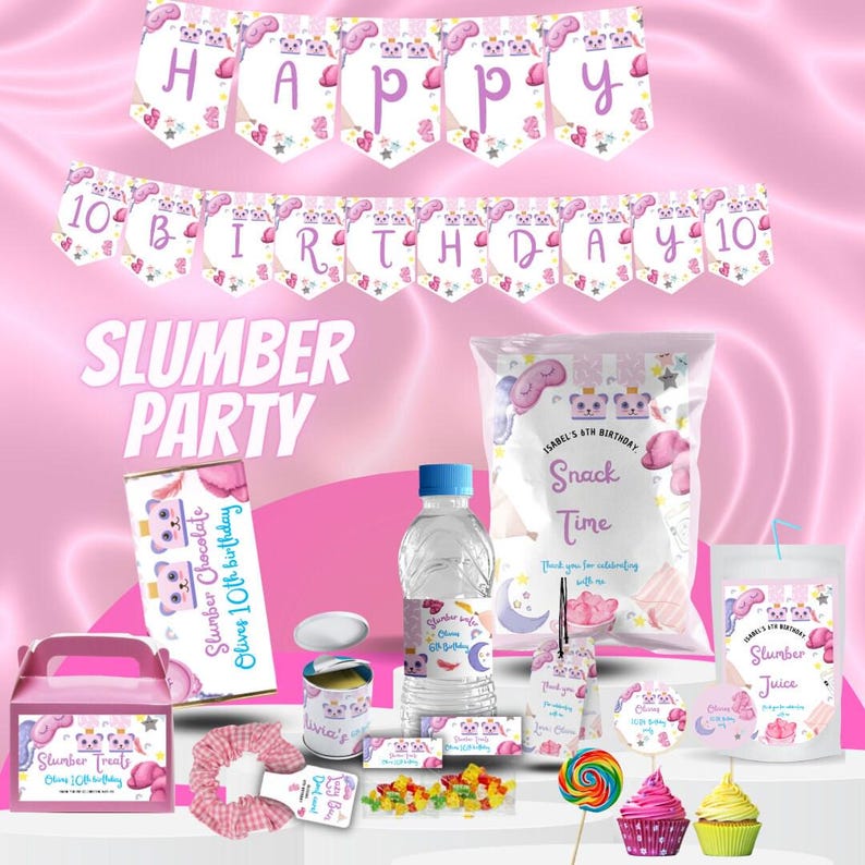 Printable Slumber Party Birthday Party Bundle, Sleepover Movie Night ...
